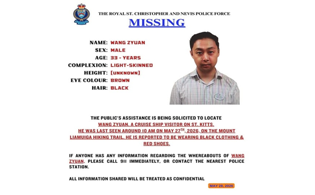 SKNVibes | Police mounting search for missing Chinese national